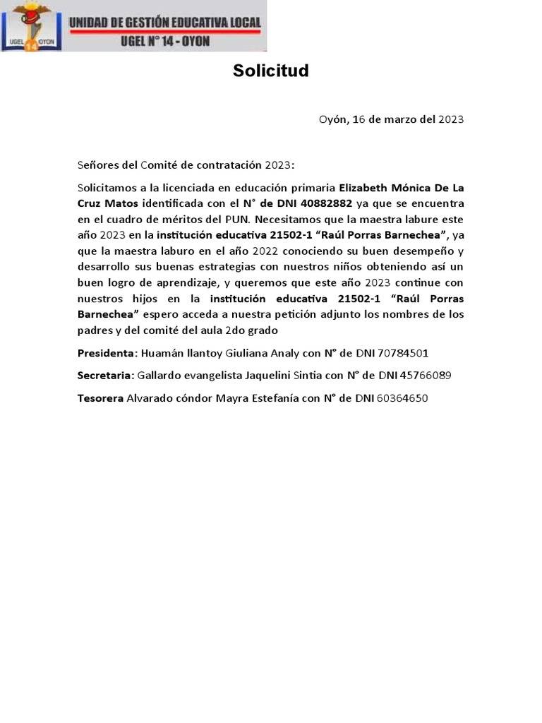 Solicitud de Contratación Docente | PDF