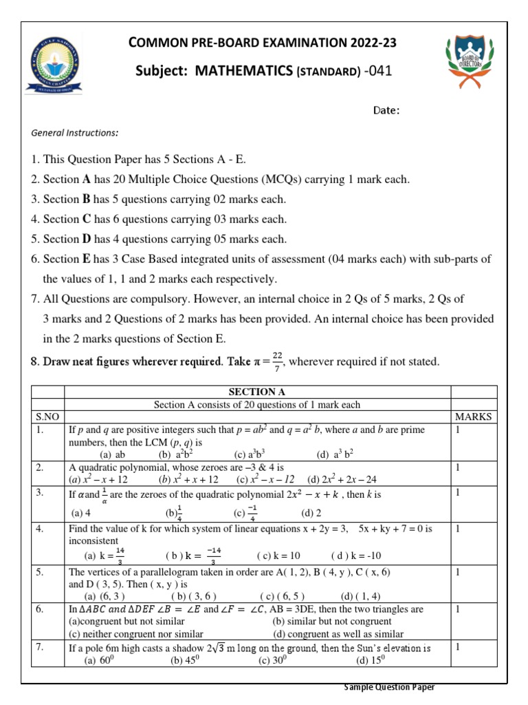 2.math STD QP PDF | PDF | Circle | Triangle