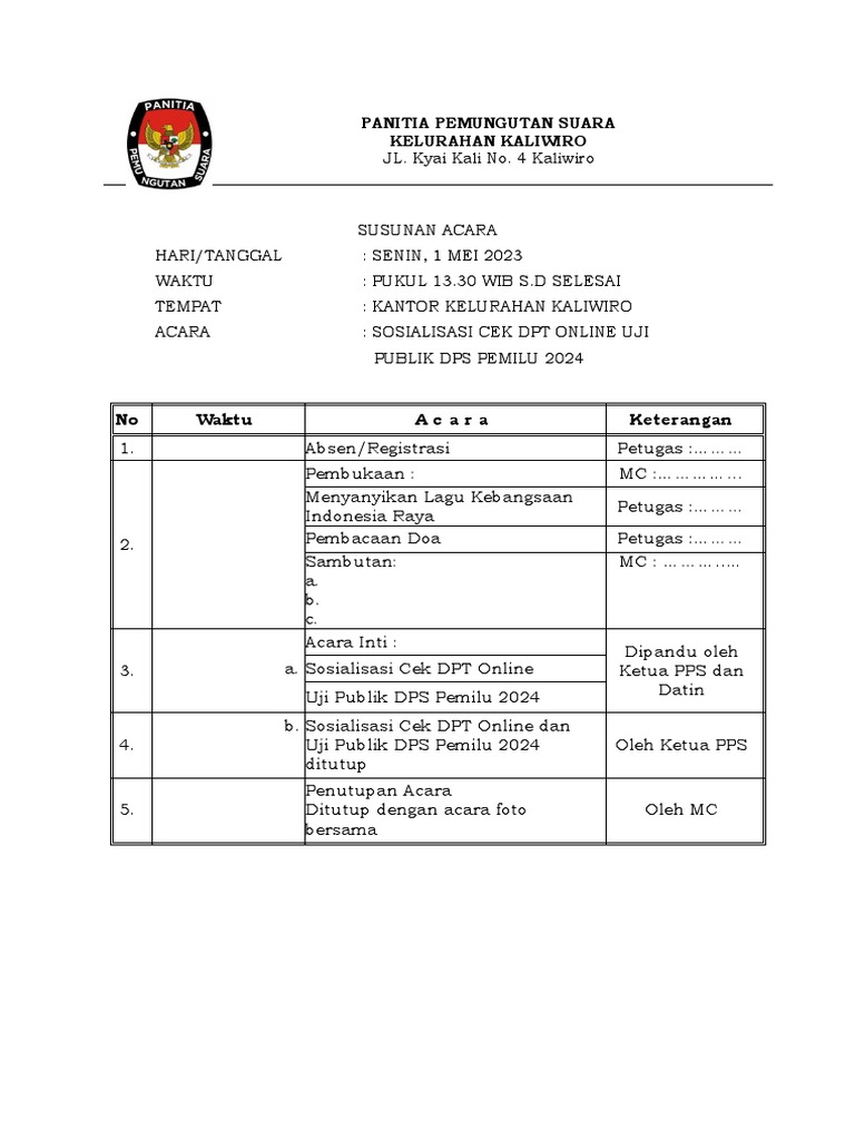 Susunan Acara Uji Publik | PDF