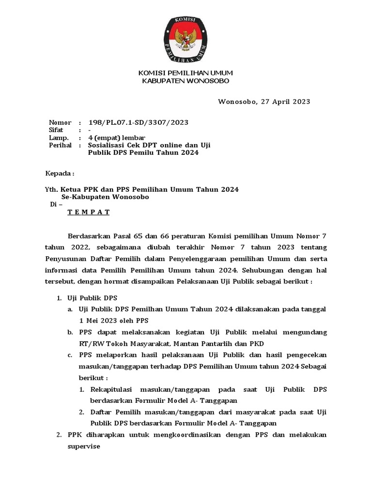 Petunjuk Teknis Uji Publik DPS 2023 | PDF