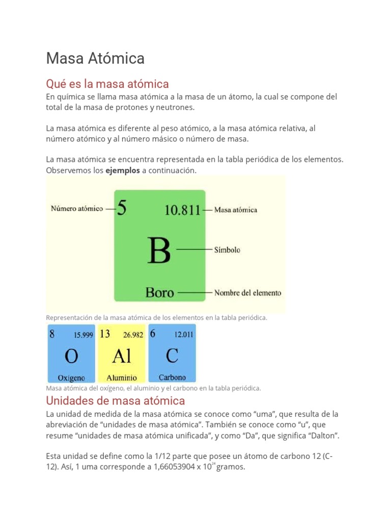 Definición y Ejemplos de Masa Atómica | PDF