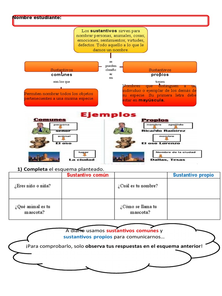 Sustantivos Propios y Comunes para Niños | PDF