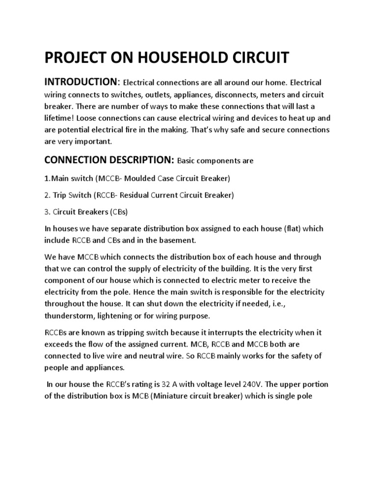 Household Circuit Project Overview | PDF