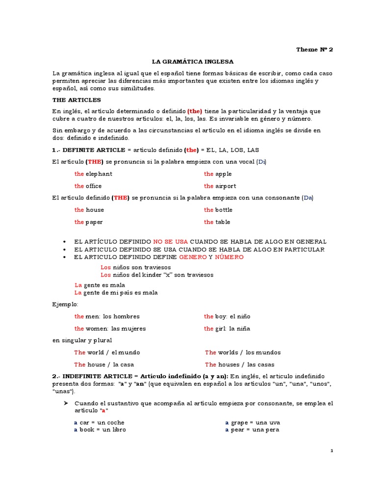 La Gramática Inglesa PDF | PDF | Lengua española | Idioma en Inglés