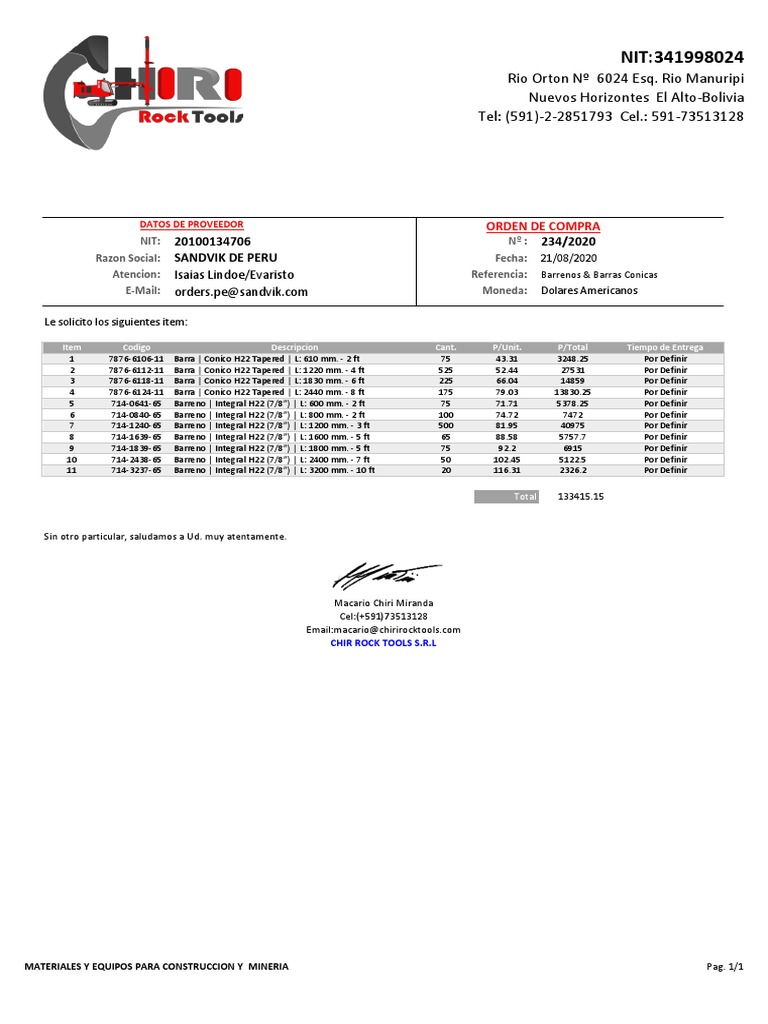 Oc 234 Sandvik de Peru 2020 PDF | PDF