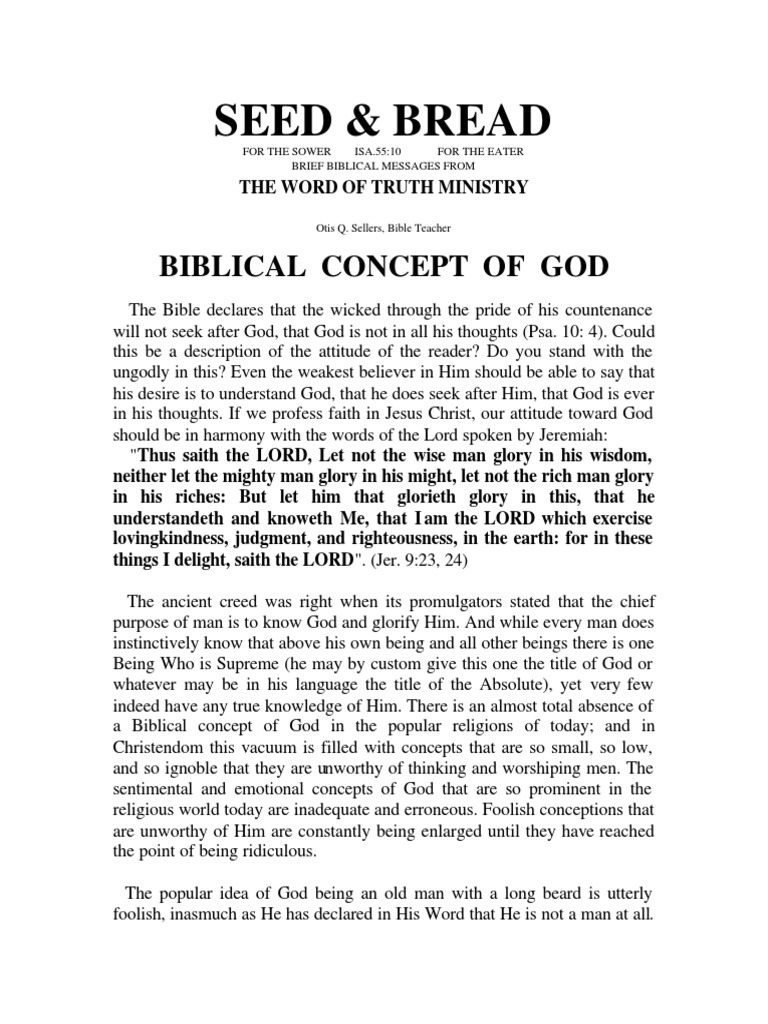 SB051 - Biblical Concept of GOD | PDF