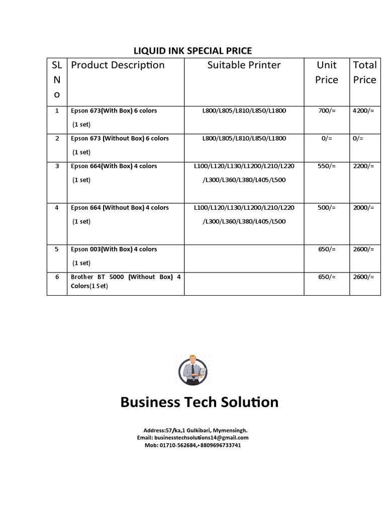 Liquid Ink Special Prices For Epson And Brother Pdf 3890