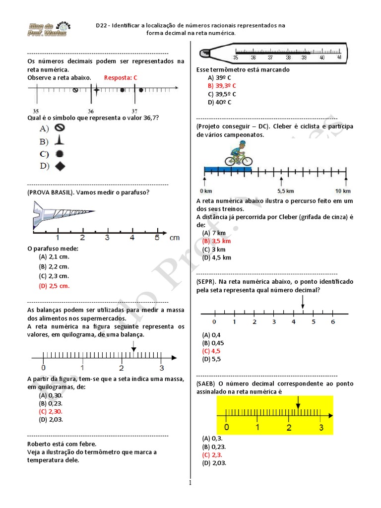 D22 (5º ANO - Mat.) - Blog Do Prof. Warles | PDF