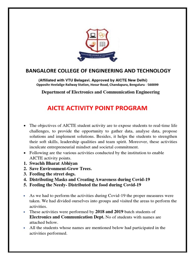 ECE AICTE Activity Point Report 2022 PDF | PDF