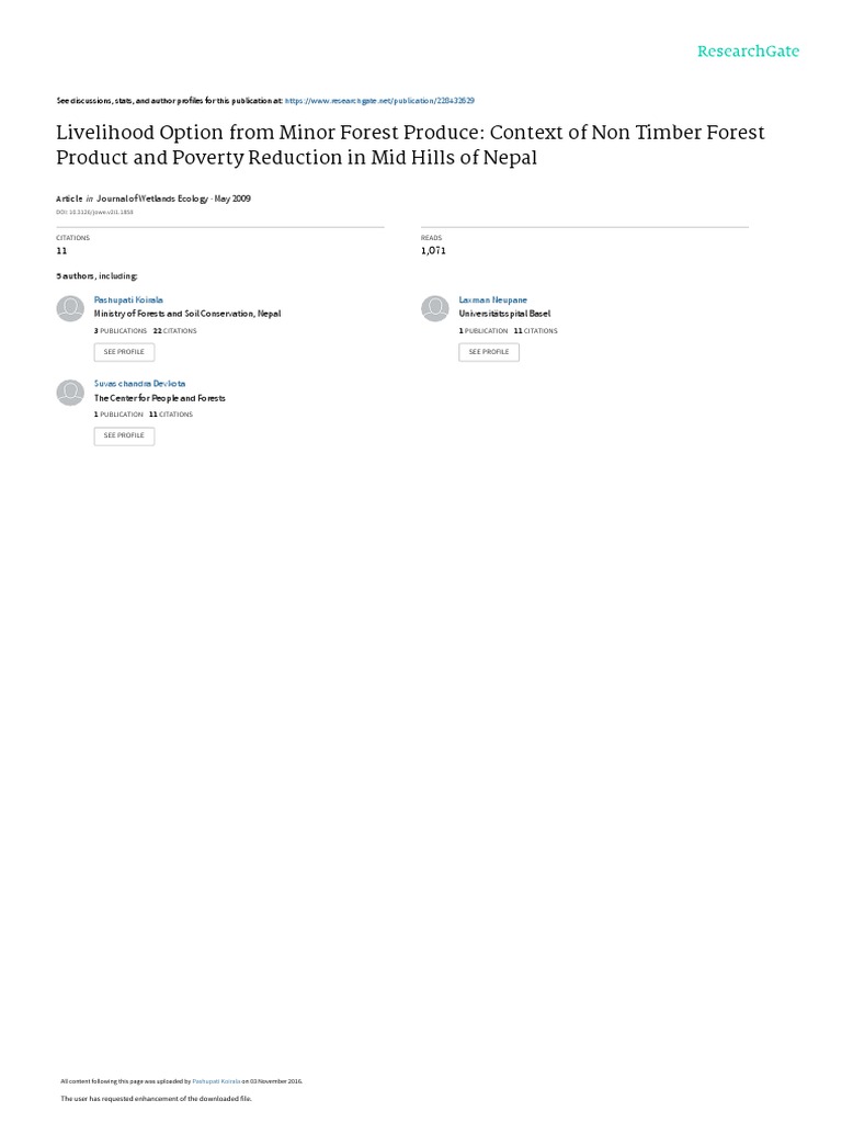 Livelihood Option From Minor Forest Produce Contex | PDF