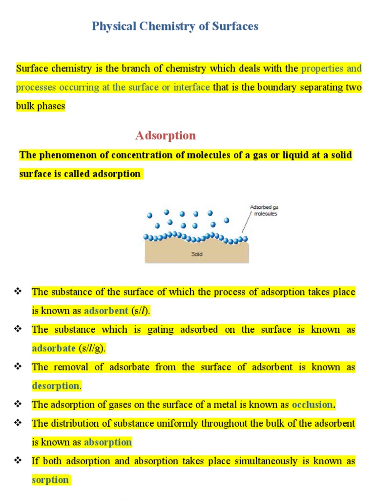 Surface Chemistry | PDF | Adsorption | Catalysis