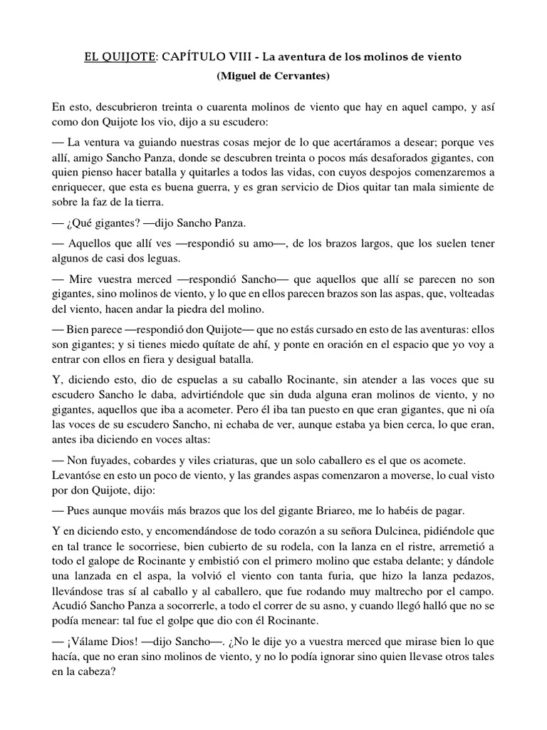 Aventura de los molinos de viento | PDF