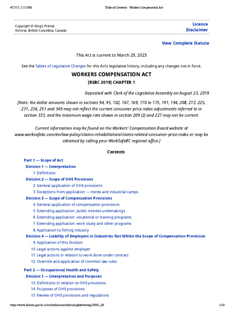 Workers Compensation Act PDF | PDF