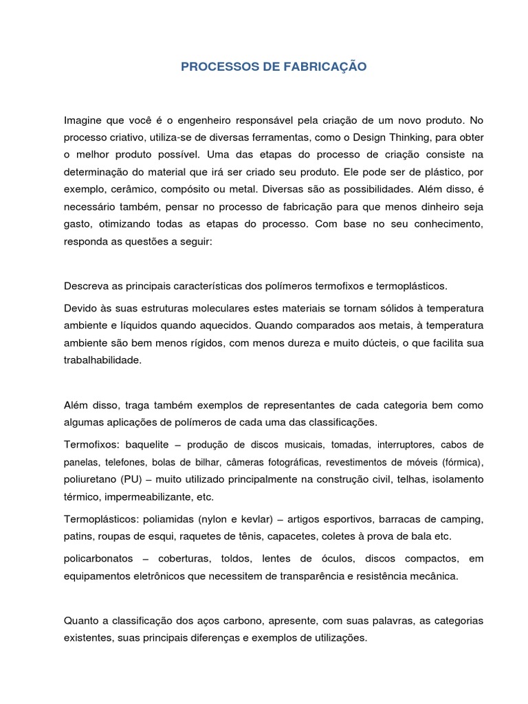 Processos de Fabricação do Aço e Polímeros | PDF | Aço | Polímeros