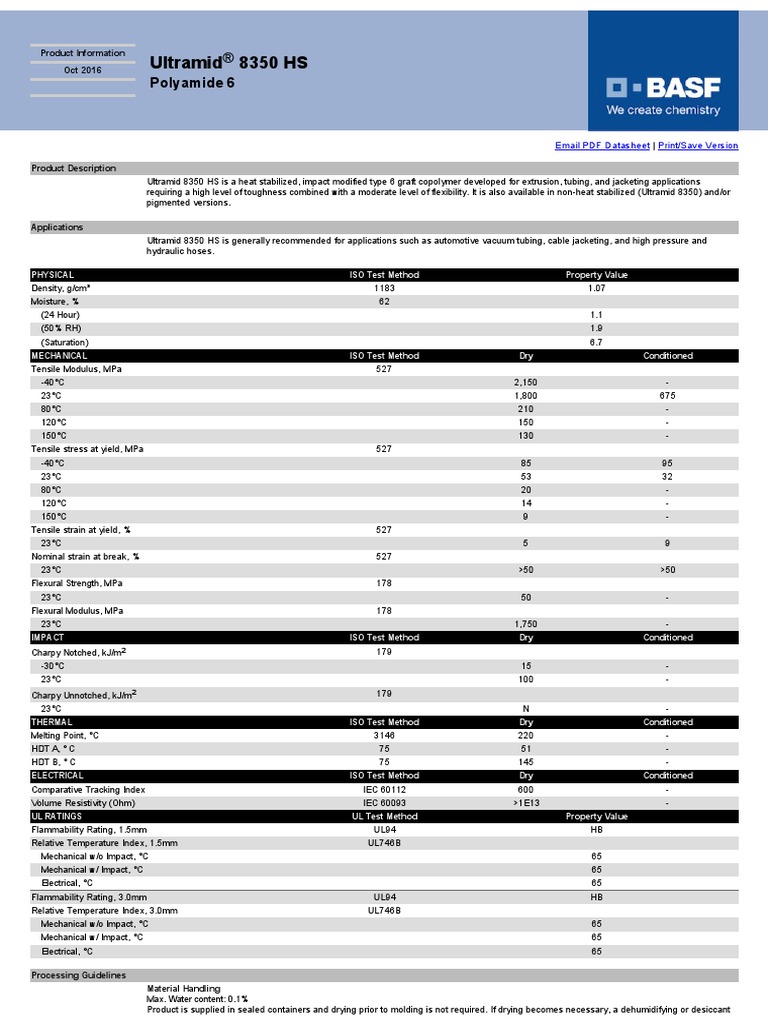 TDS Ultramid 8350 HS PDF | PDF | Extrusion | Materials