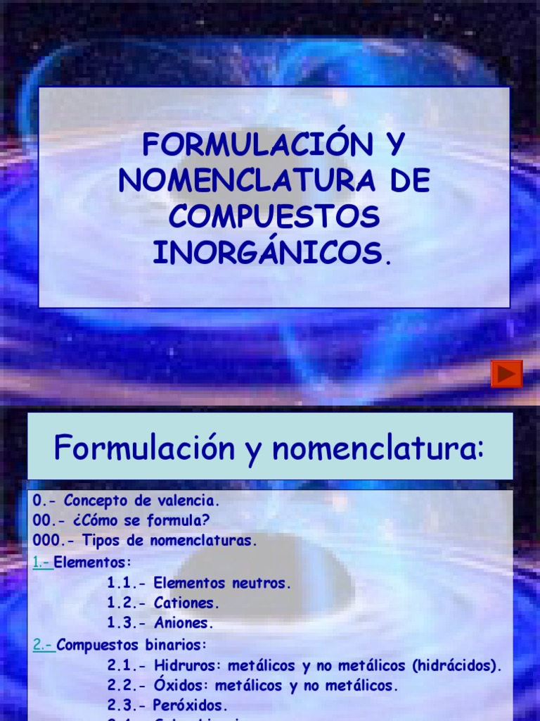 Formulación y Nomenclatura Inorg | PDF