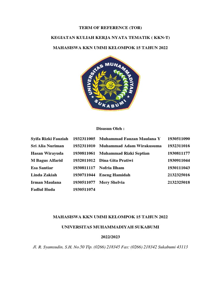 Term of Reference (KKN) PDF | PDF