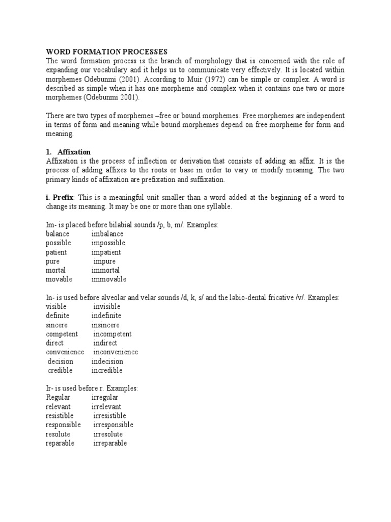 Word Formation Processes - 015617 PDF | PDF Word Formation Processes - 015617 PDF | PDF