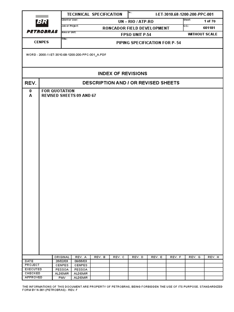 Index of Revisions Description and / or Revised Sheets | PDF | Pipe ...