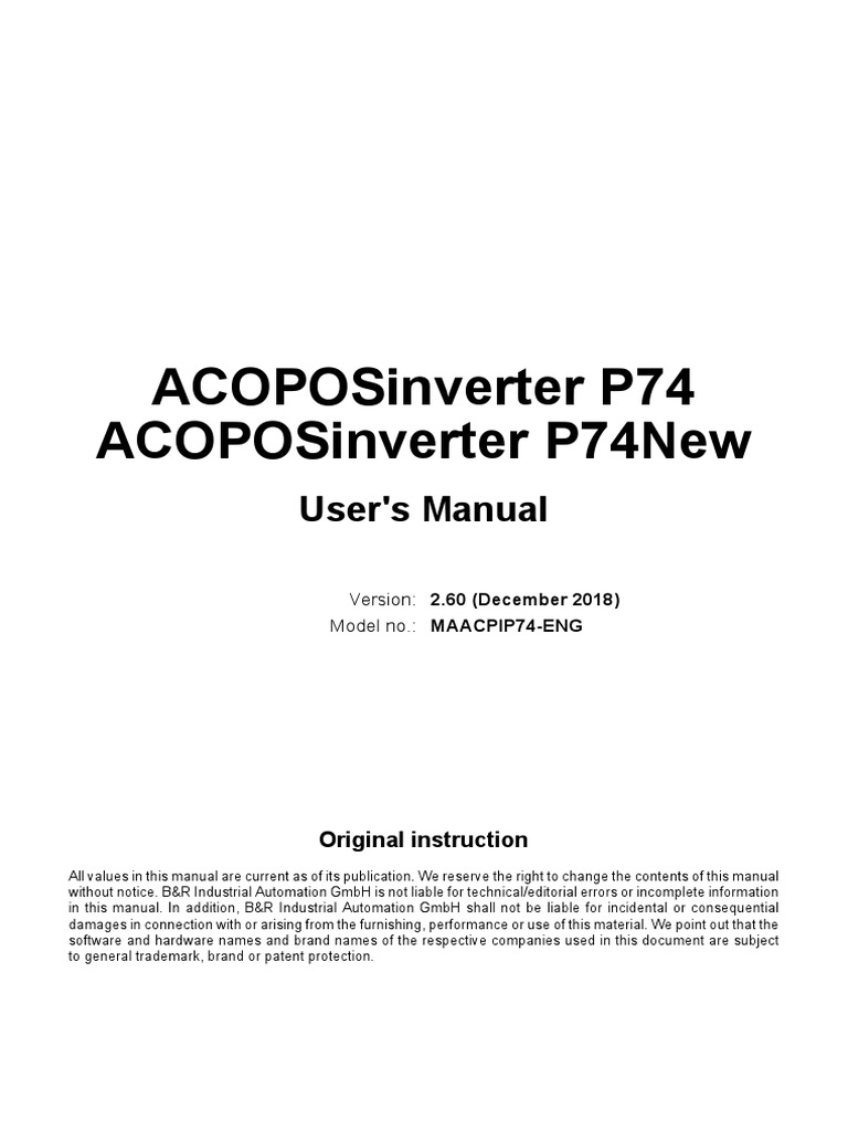 ACOPOSinverter P74 Users Manual ENG PDF | PDF | Electromagnetic Compatibility | Power Supply