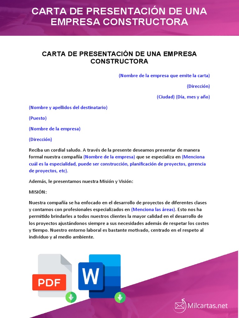 Carta de Presentacion de Una Empresa Constructora | PDF | Business | Planificación