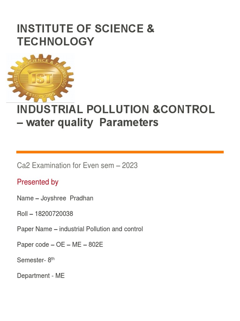 Industrial Pollution and Control - OE ME 802D PDF | PDF | Water Pollution | Water
