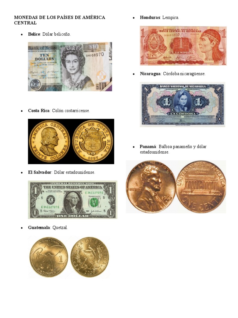 MONEDAS DE LOS PAÍSES DE AMÉRICA CENTRAL | PDF