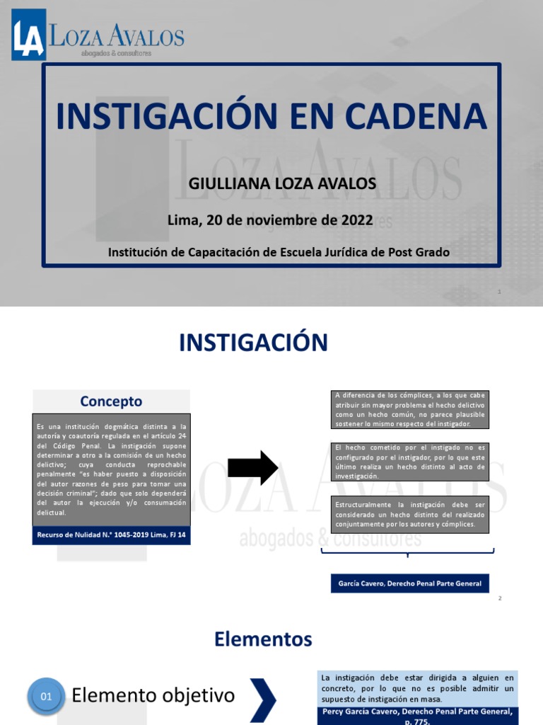 Instigacion en Cadena PDF | PDF | Derecho penal | Intención (Derecho Penal)