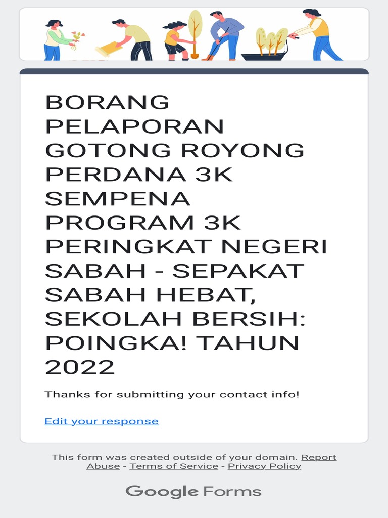Borang Pelaporan Gotong Royong Perdana 3K Sempena Program 3K Peringkat ...