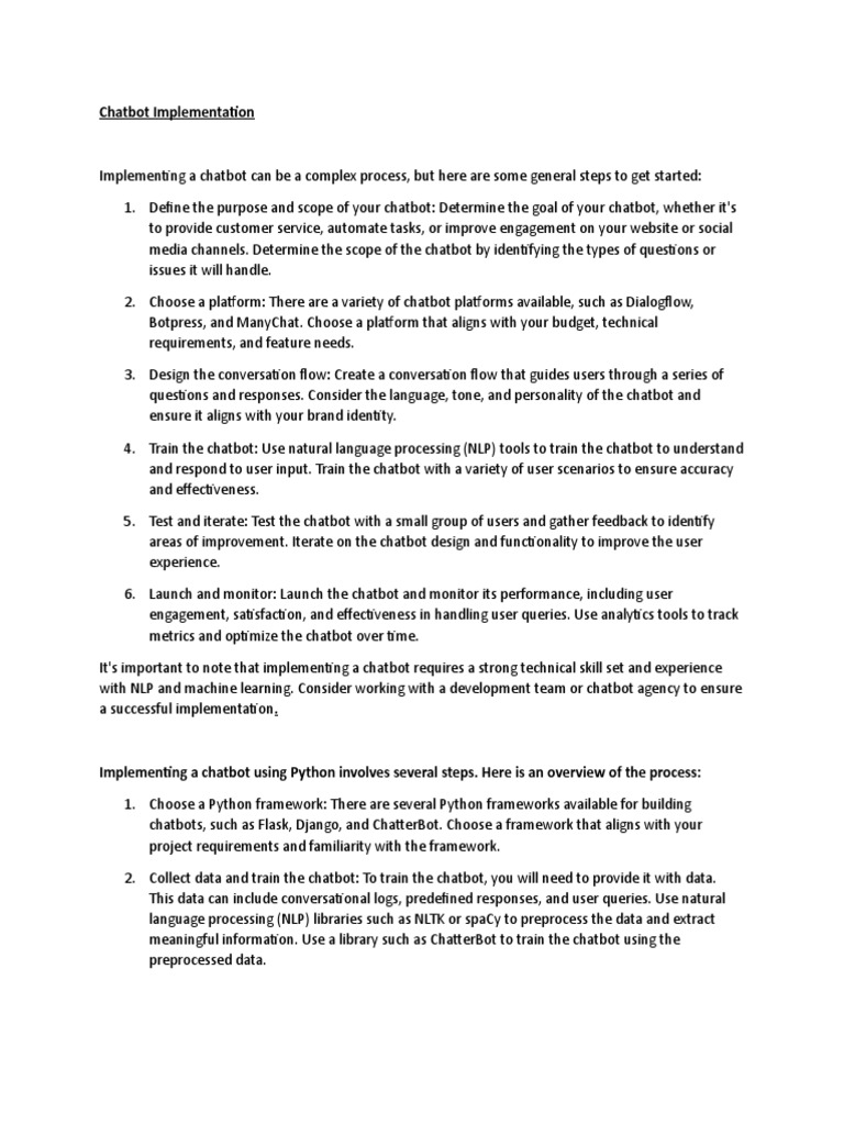 Chatbot Implementation | PDF