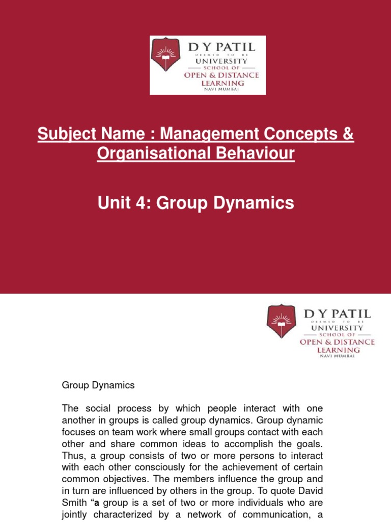 PPT-Unit 4 - Group Dynamics PDF | PDF