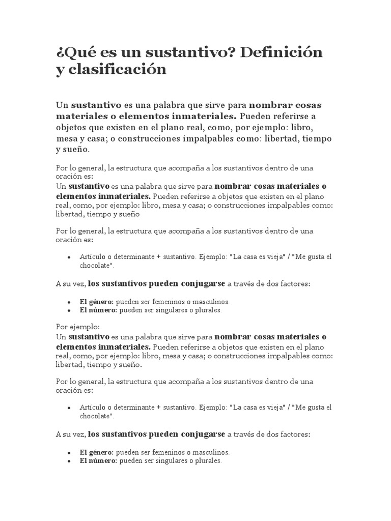 Qué es un sustantivo.docx | PDF | Verbo | Adjetivo
