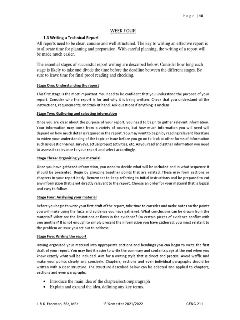 Week 4 - Writing A Technical Report PDF | PDF | Proofreading | Information Week 4 - Writing A Technical Report PDF | PDF | Proofreading | Information