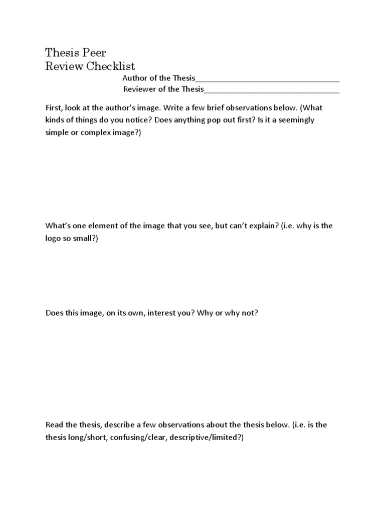 Visual Rhetoric Thesis Peer Review Form | PDF | Thesis | Essays