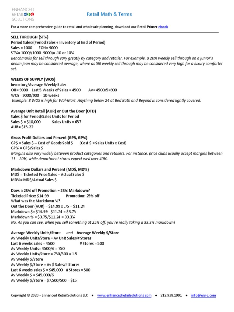 Retail Math and Reference2020 PDF | PDF