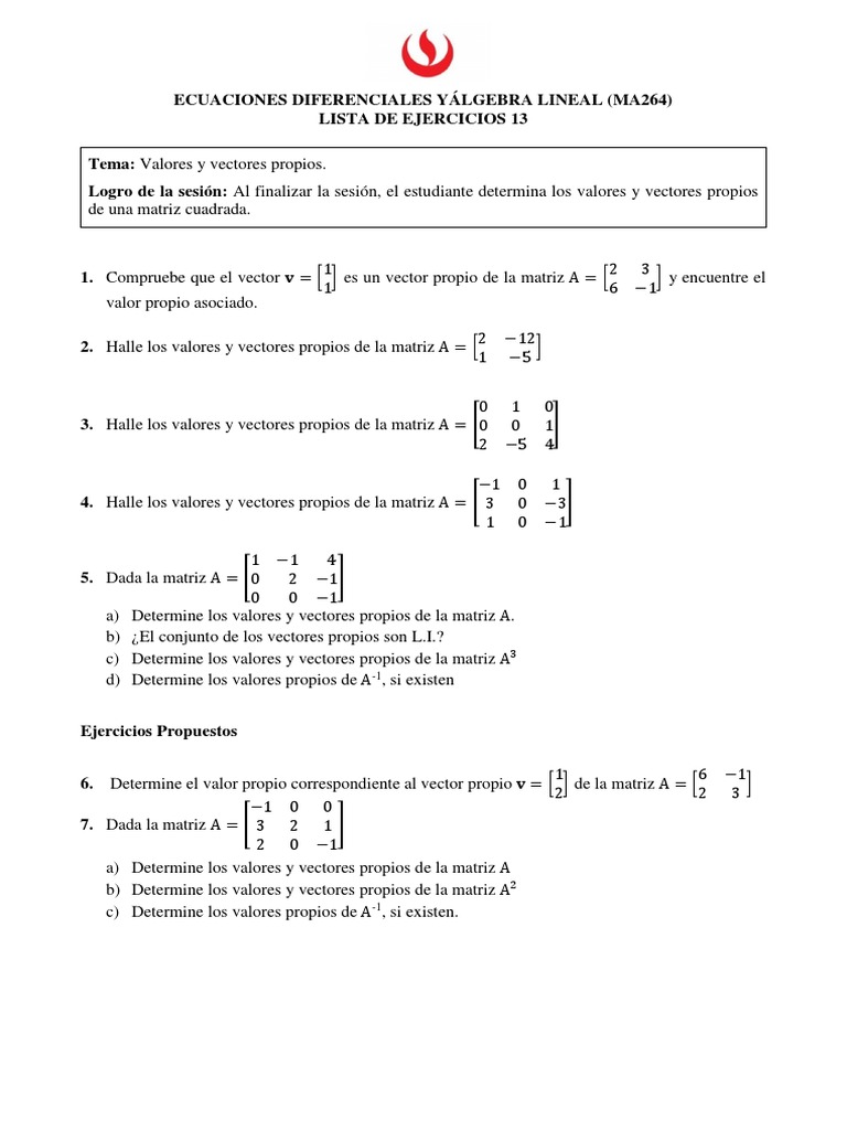 Ejercicios de Valores y Vectores Propios | PDF