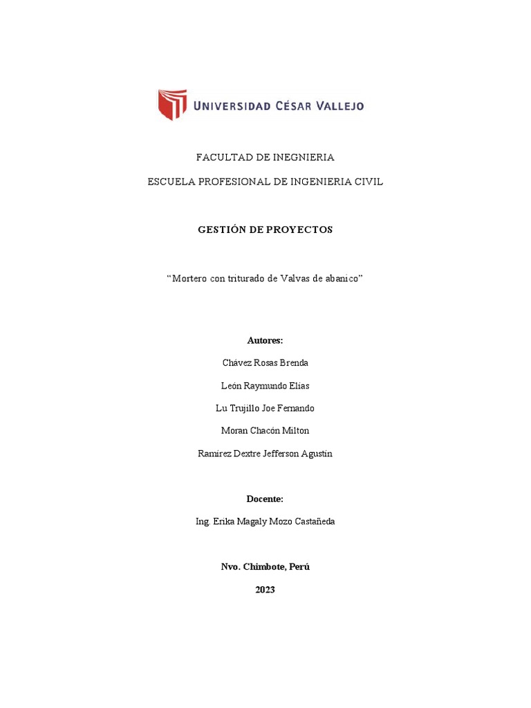 MODELO DE PROYECTO GESTIÓN DE PROYECTOS 2023-I (2) | PDF