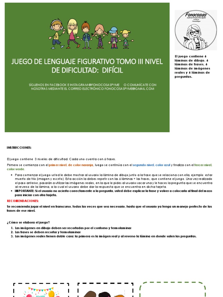 Juego 3 de Lenguaje Figurado PDF | PDF