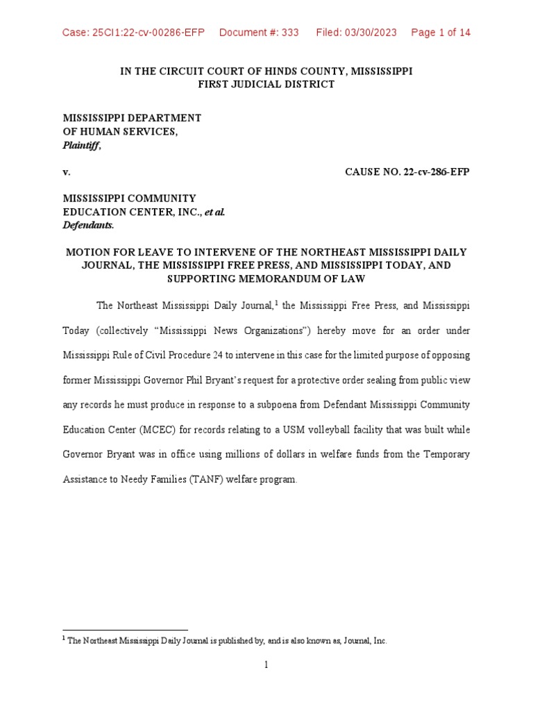 Motion To Intervene | PDF | Intervention (Law) | First Amendment To The ...