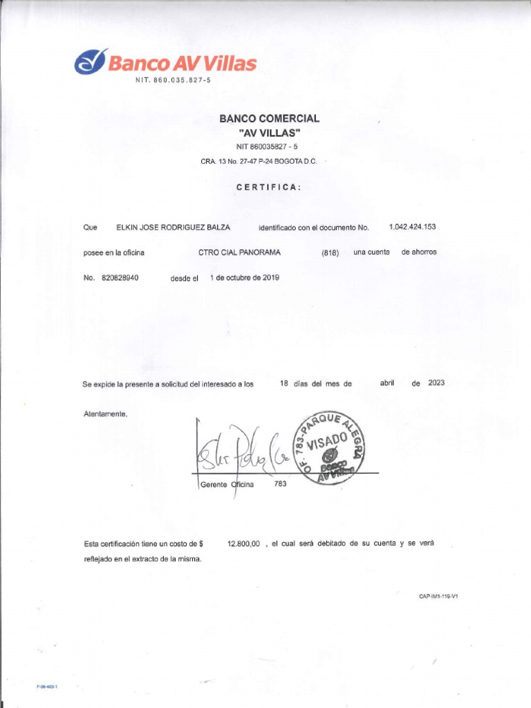 Certificación Bancaria PDF | PDF