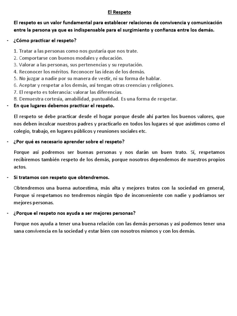 Importancia y Práctica del Respeto | PDF