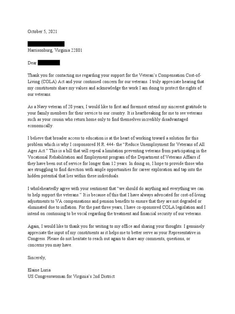Constituent Letter Response | PDF