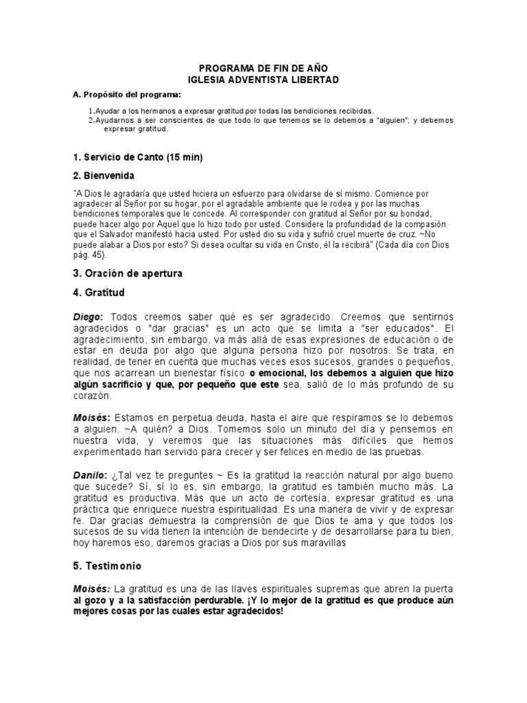 PROGRAMA DE FIN DE AÑO.docx | PDF