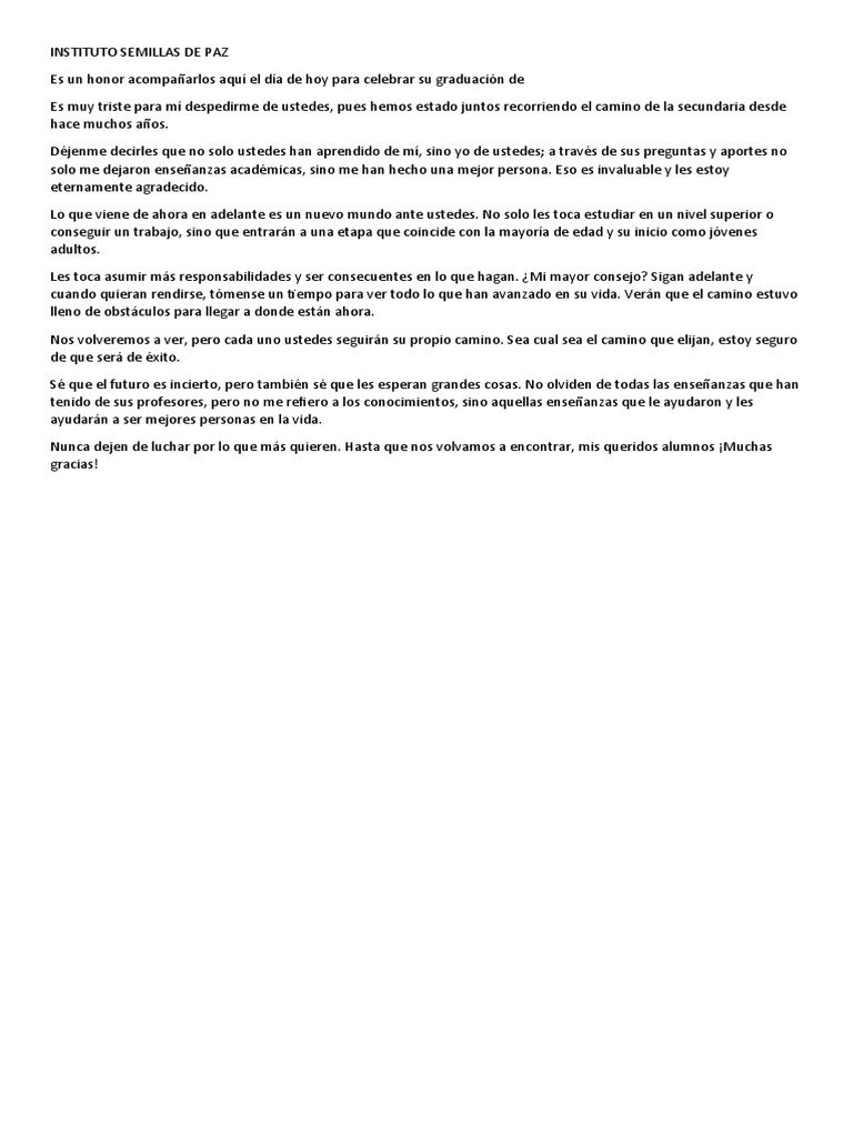 Palabras Despedida | PDF