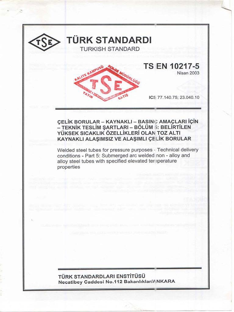 TS en 10217-5 | PDF