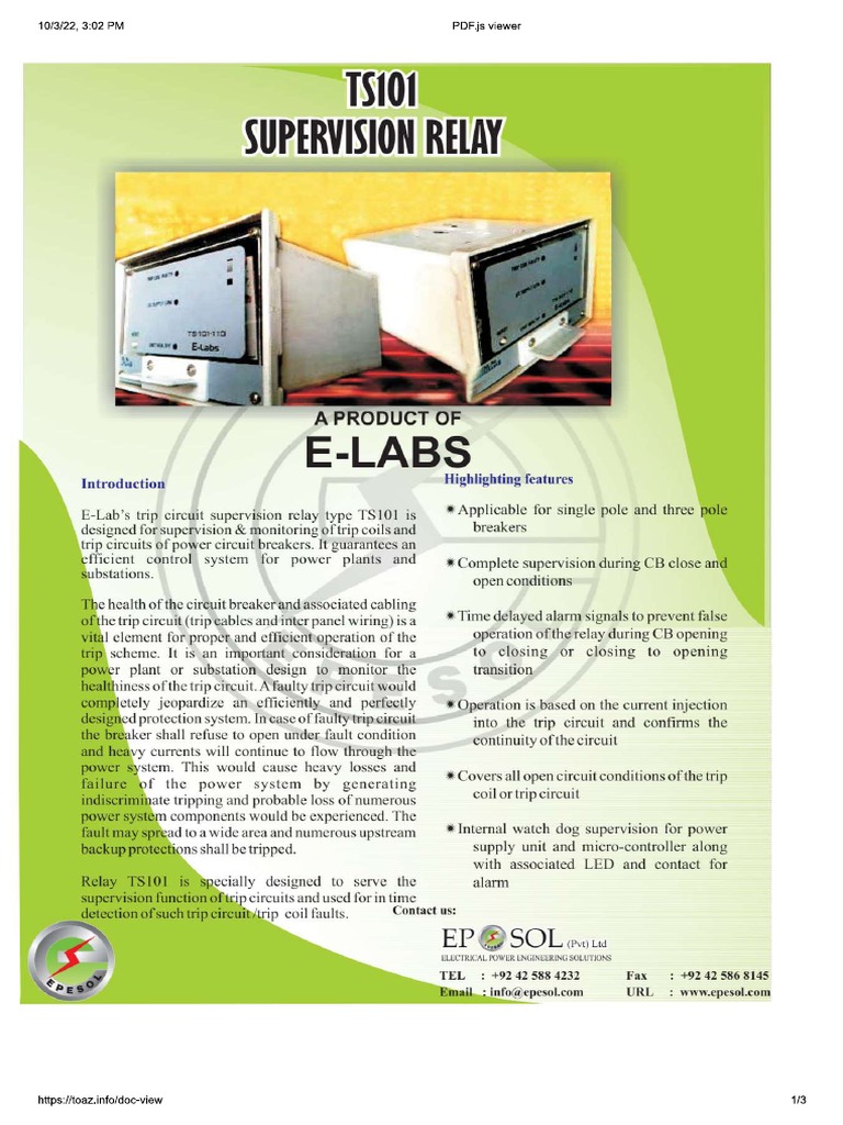 E-Lab TCS Relay PDF | PDF