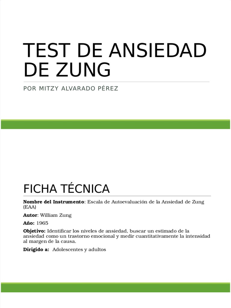 Escala de Ansiedad de Zung: Ficha Técnica | PDF