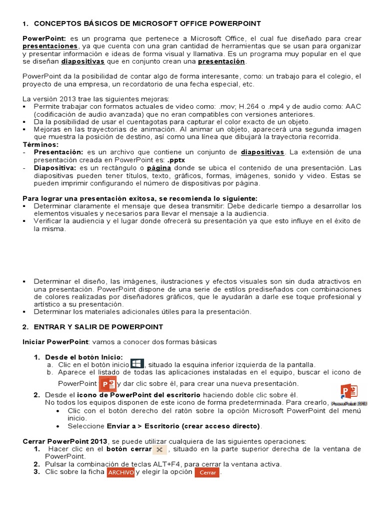 Conceptos Básicos PowerPoint | PDF | Microsoft PowerPoint | Ventana (informática)