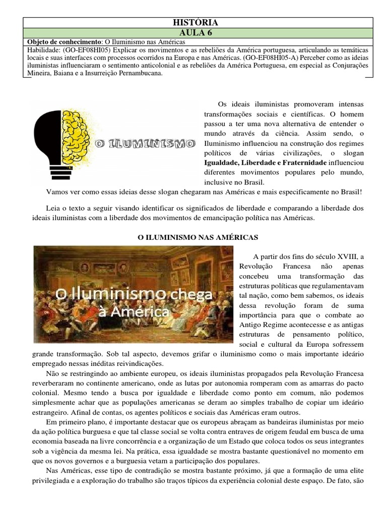 O Iluminismo Nas Américas PDF | PDF
