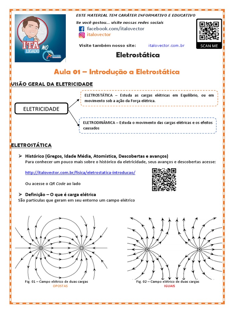 Eletrostática Aula 01 Introdução E Processos De Eletrização Pdf Pdf